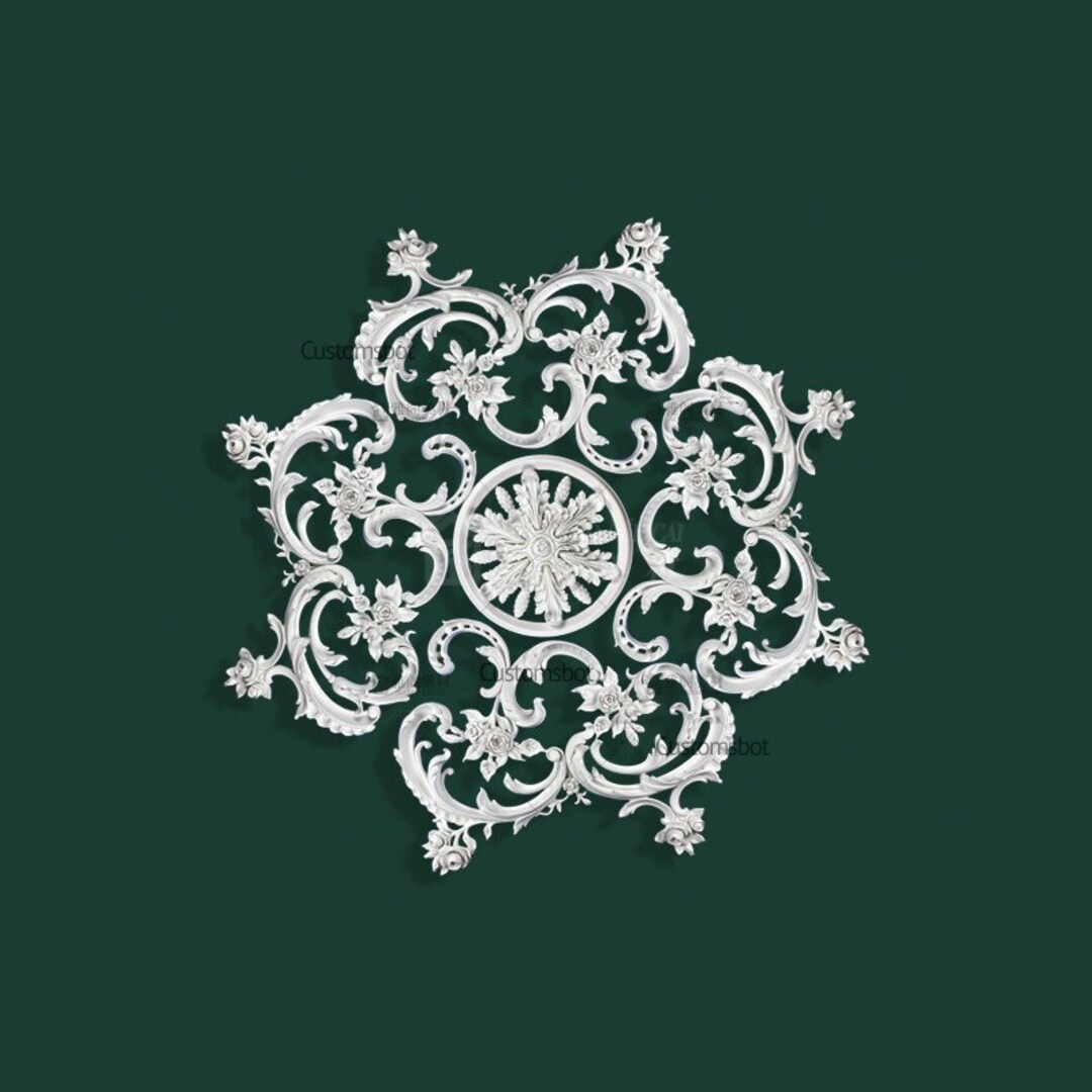 52 130cm Unpainted Ceiling Medallion, Flora Appliques, Chandelier Lamp ...