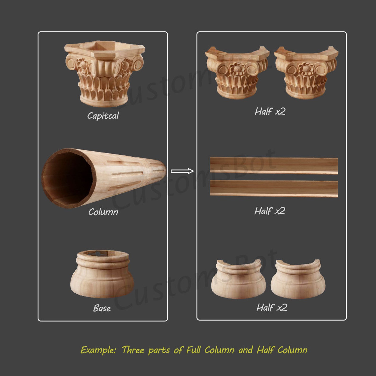 Wood Roman Column Capital & Base Corinthian Architectural - Etsy