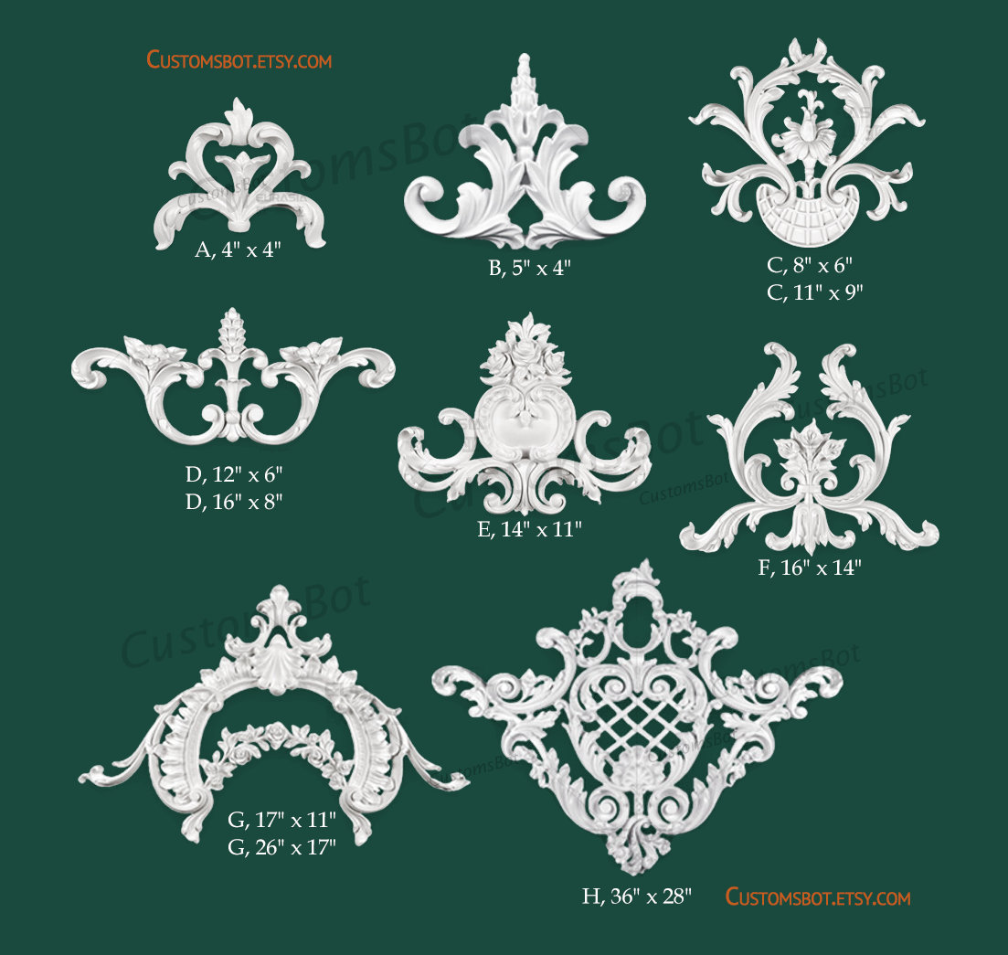 Unpainted French Style Wall Molding Appliques, Wall Paneling ...
