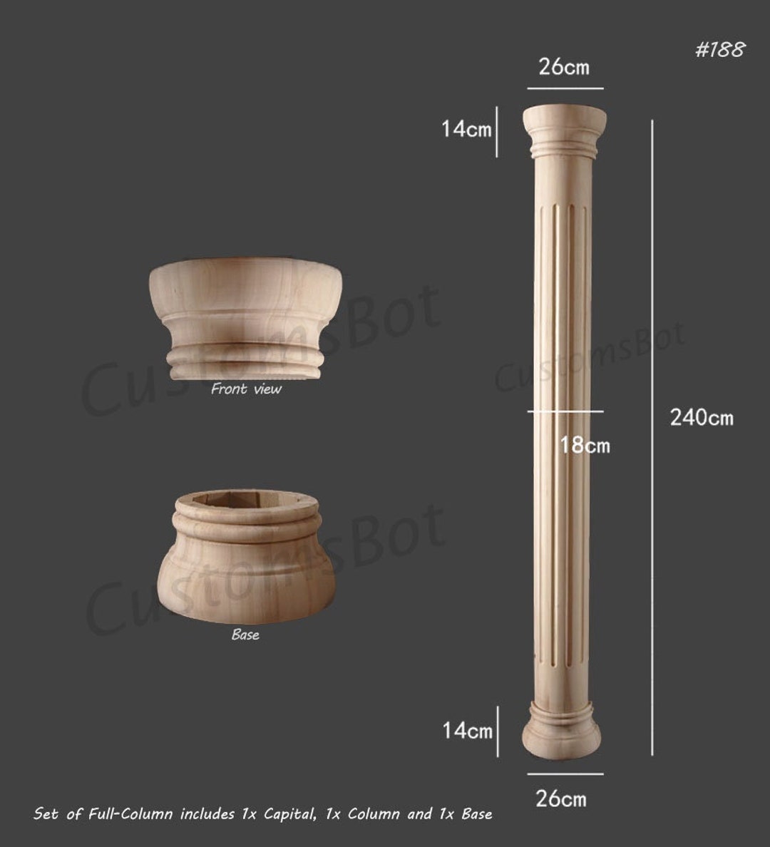 Classic Universal Roman Column, Capital & Base, Greek Architectural ...