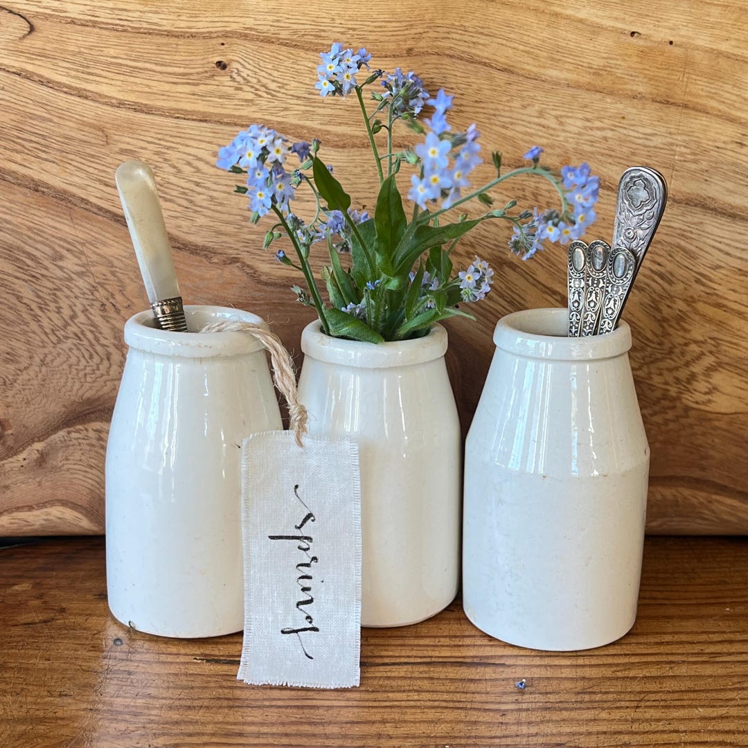 Antique Ironstone Cream Pots, Vintage Ironstone, Stoneware Pots, Bud ...