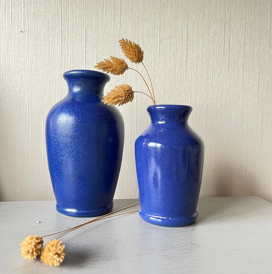 Vintage Blue Glazed Stoneware Pot: Ronuk Polish Jar, Bud Vase - Etsy UK