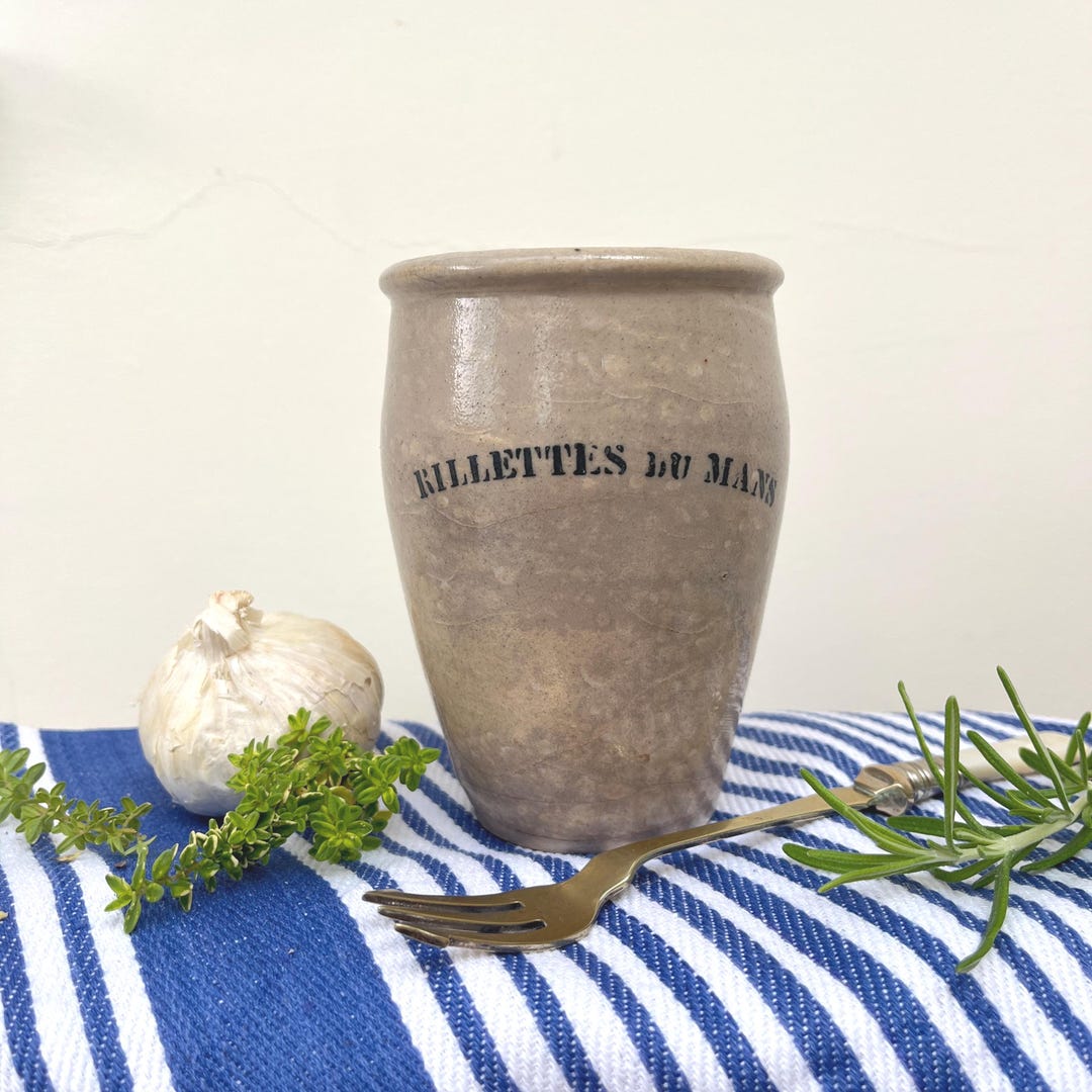 Antique French Stoneware Pot, Rillettes Du Mans, Vintage Stoneware Pot ...