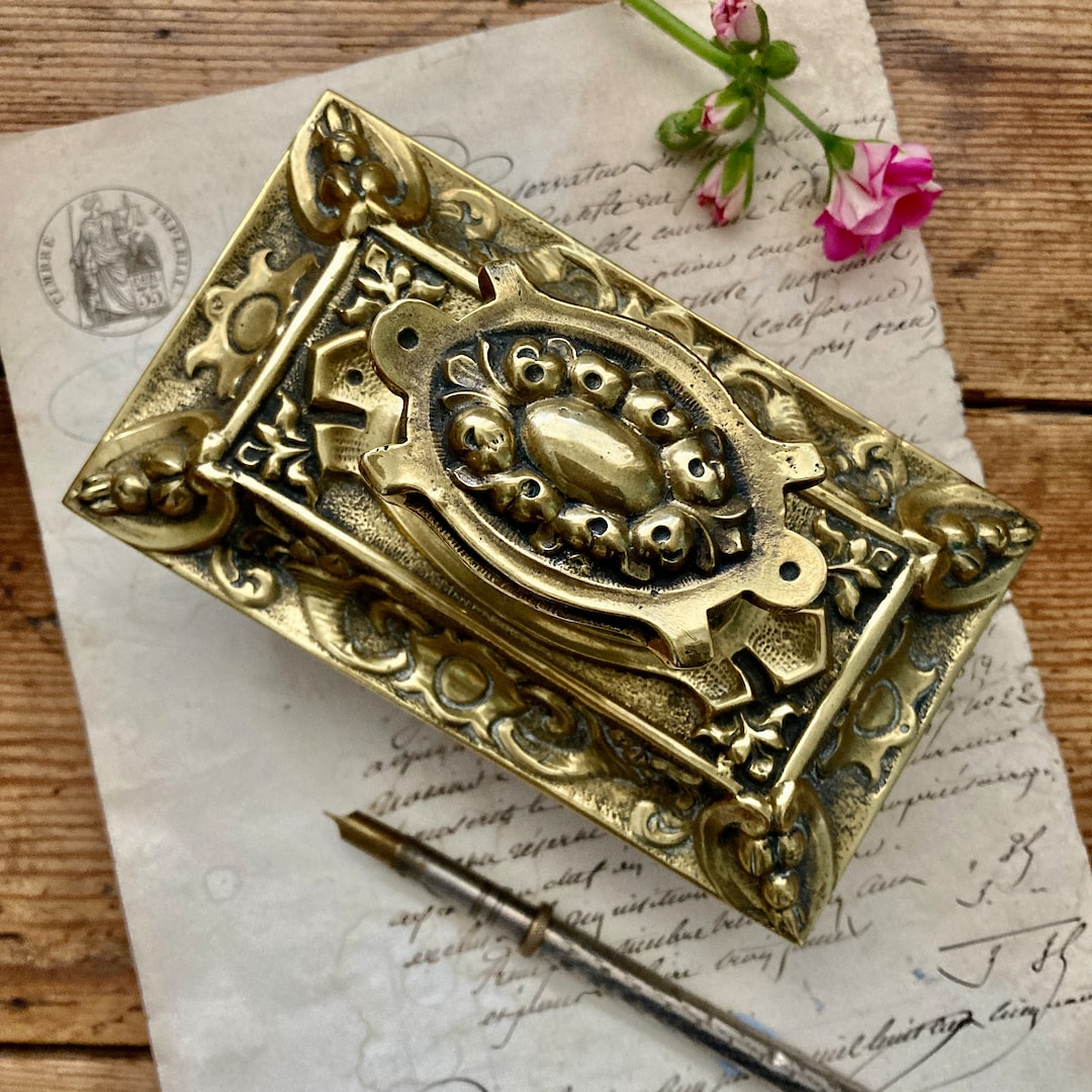 Antique French Brass Ink Blotter, Vintage Ink Blotter, Brass Ink ...