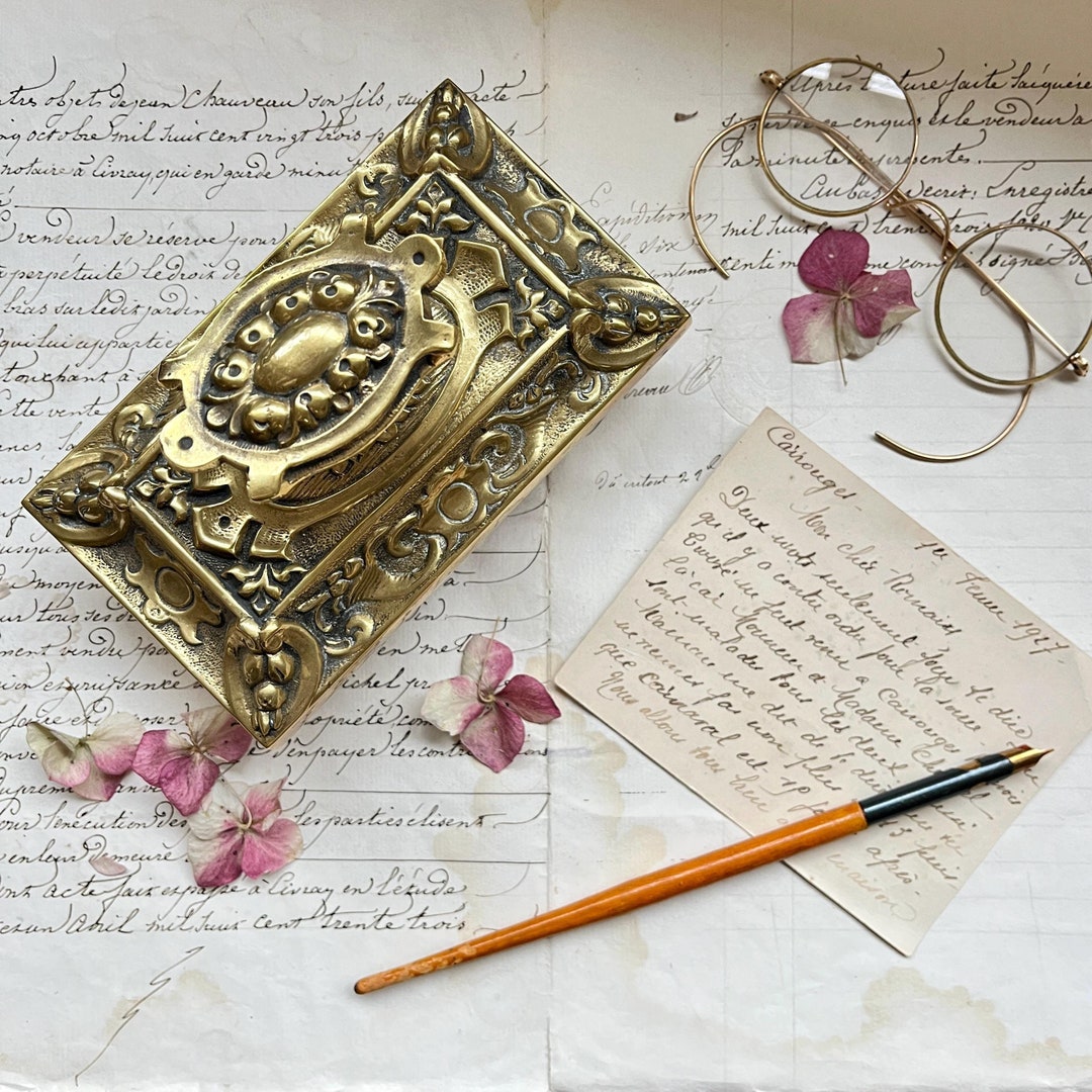 Antique French Brass Ink Blotter: Vintage Office Decor - Etsy