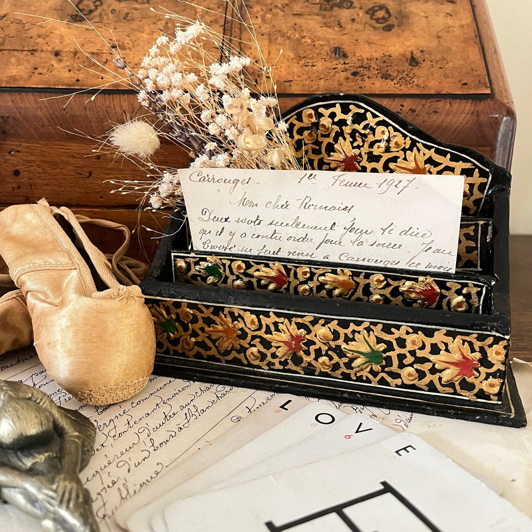 Small Vintage Letter Rack, Small Hand Painted Letter Rack, Decorative ...