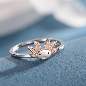 Tiny Axolotl Ring in Sterling Silver, Adjustable Size, Cute Axolotl ...