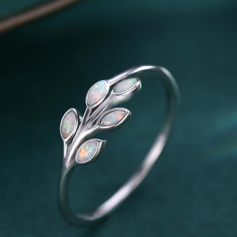 Silver Rain Ring Opal - Etsy UK