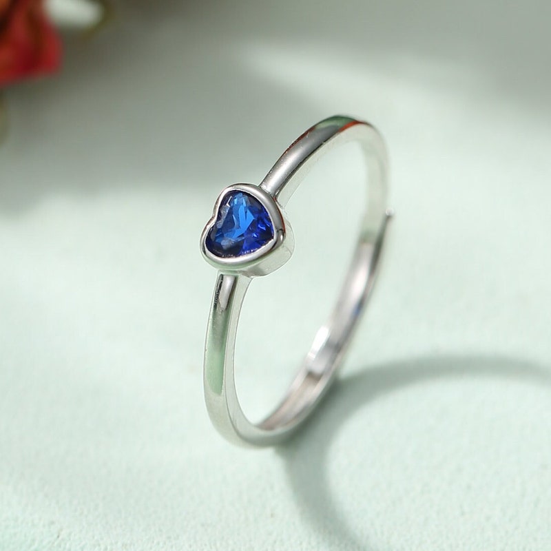 Blue Heart Ring - Etsy