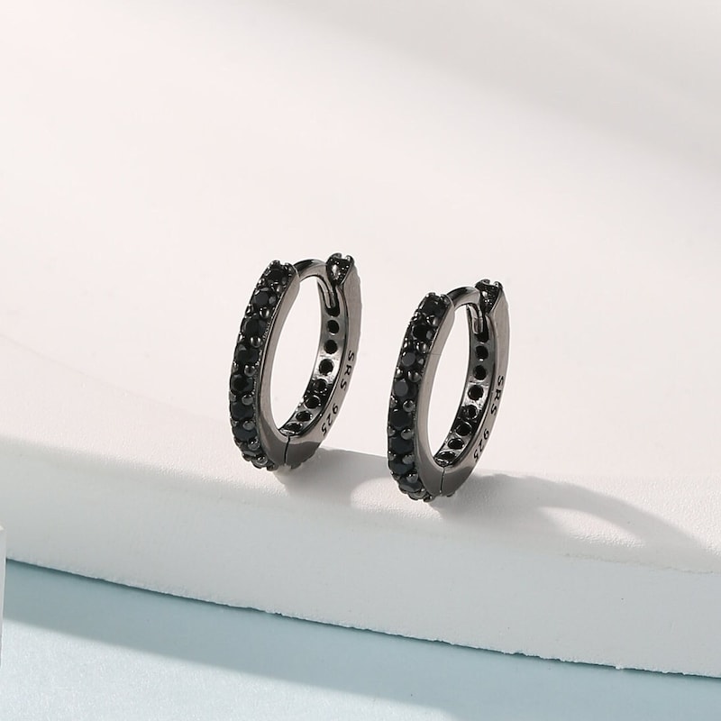 Black Hoop Earrings - Etsy