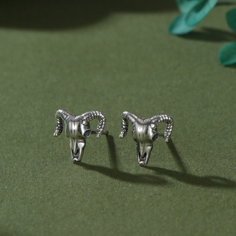 Sterling Silver Ram Earring - Etsy