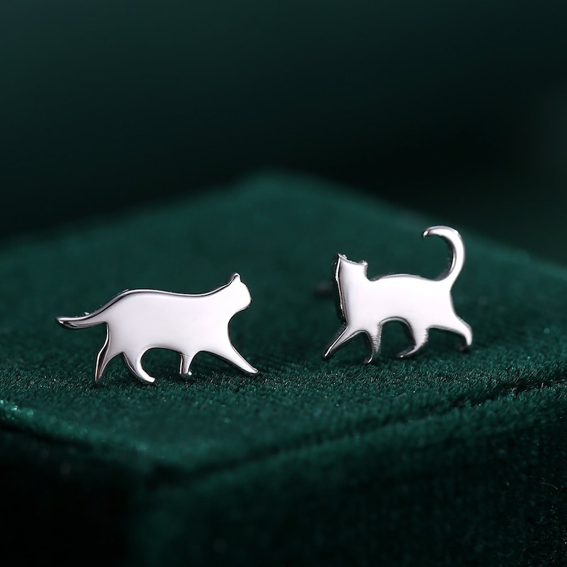 Small Cat Earrings Studs - Etsy