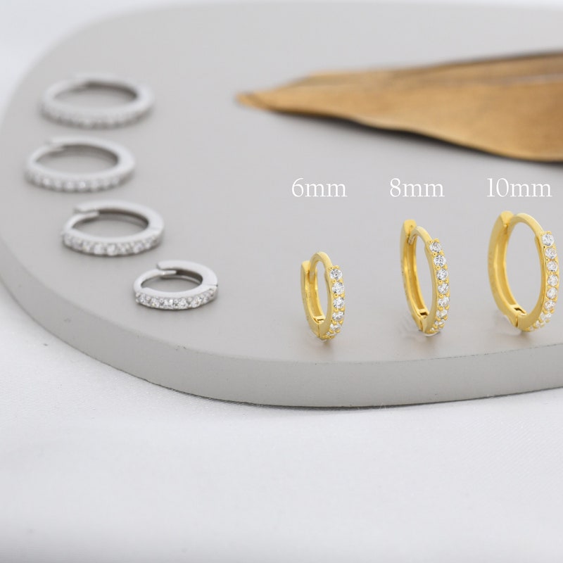 Gold Hoop Huggies Zirconia - Etsy UK