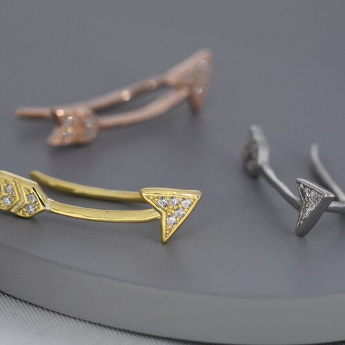 Leaf Crawler Earrings in Sterling Silver Silver Gold or Rose - Etsy