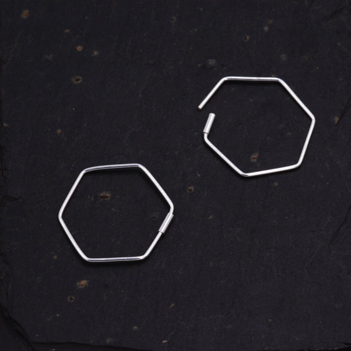 Sterling Silver Minimalist Geometric Hexagon Hoop Style | Etsy