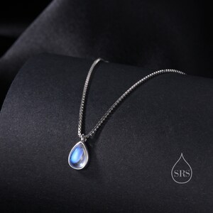 Aurora Moonstone Droplet Pendant Necklace in Sterling Silver, Lab ...