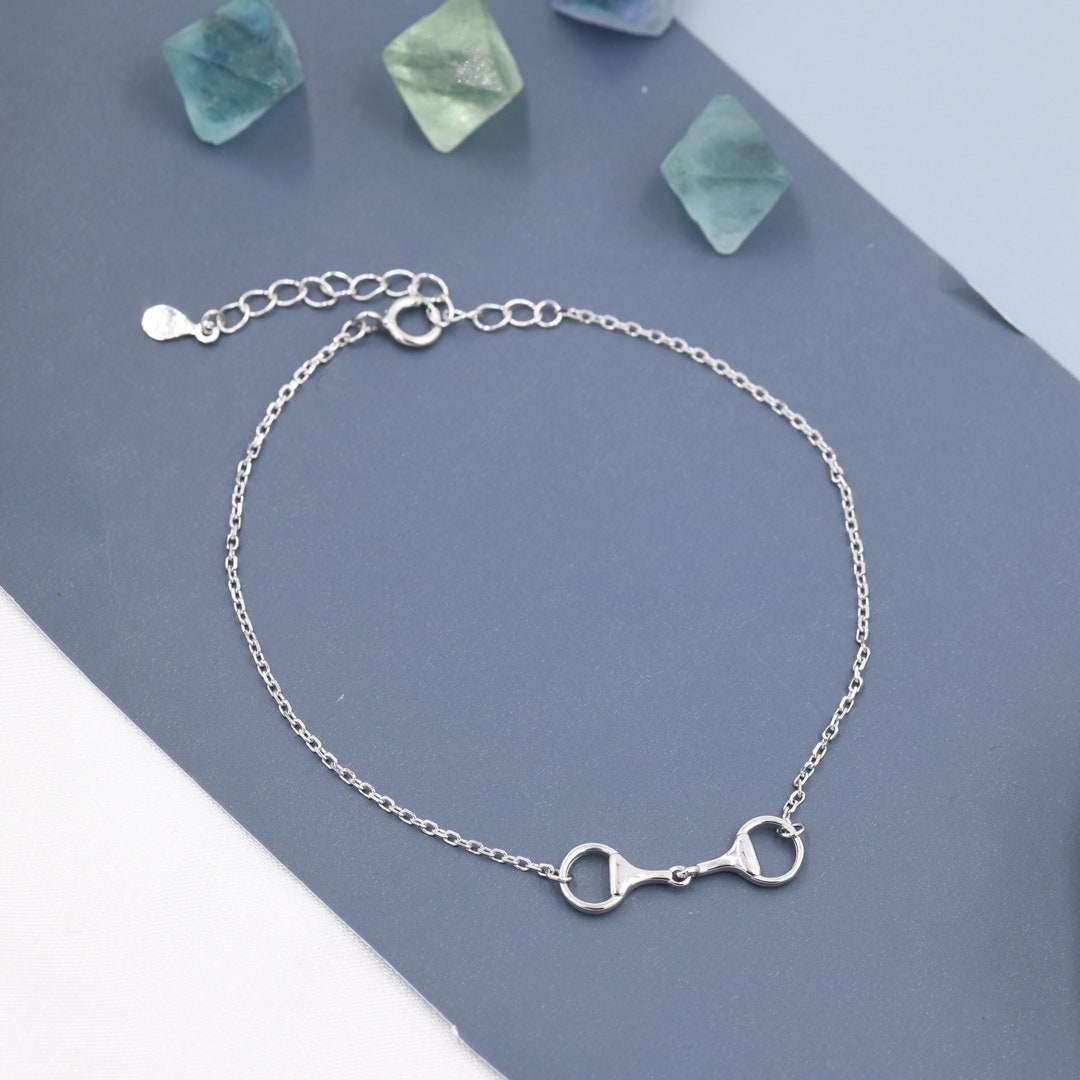 Snaffle Bit Bracelet in Sterling Silver, Silver or Gold, Horse Charm ...