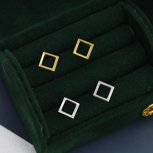 Sterling Silver Stud Earrings Freeform Cubes | Etsy