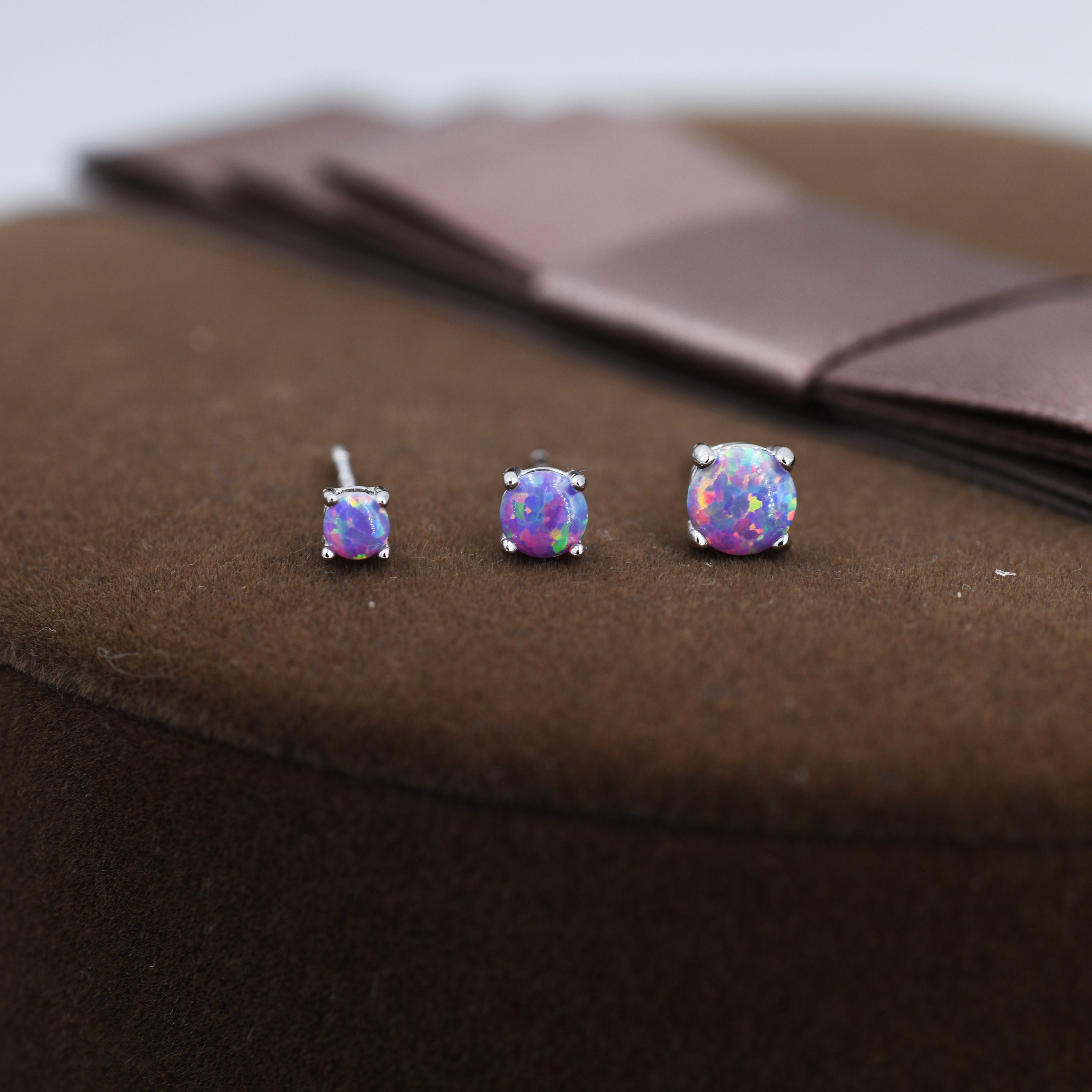 Cosmic Dust Purple Opal Stud Earrings in Sterling Silver 3mm - Etsy