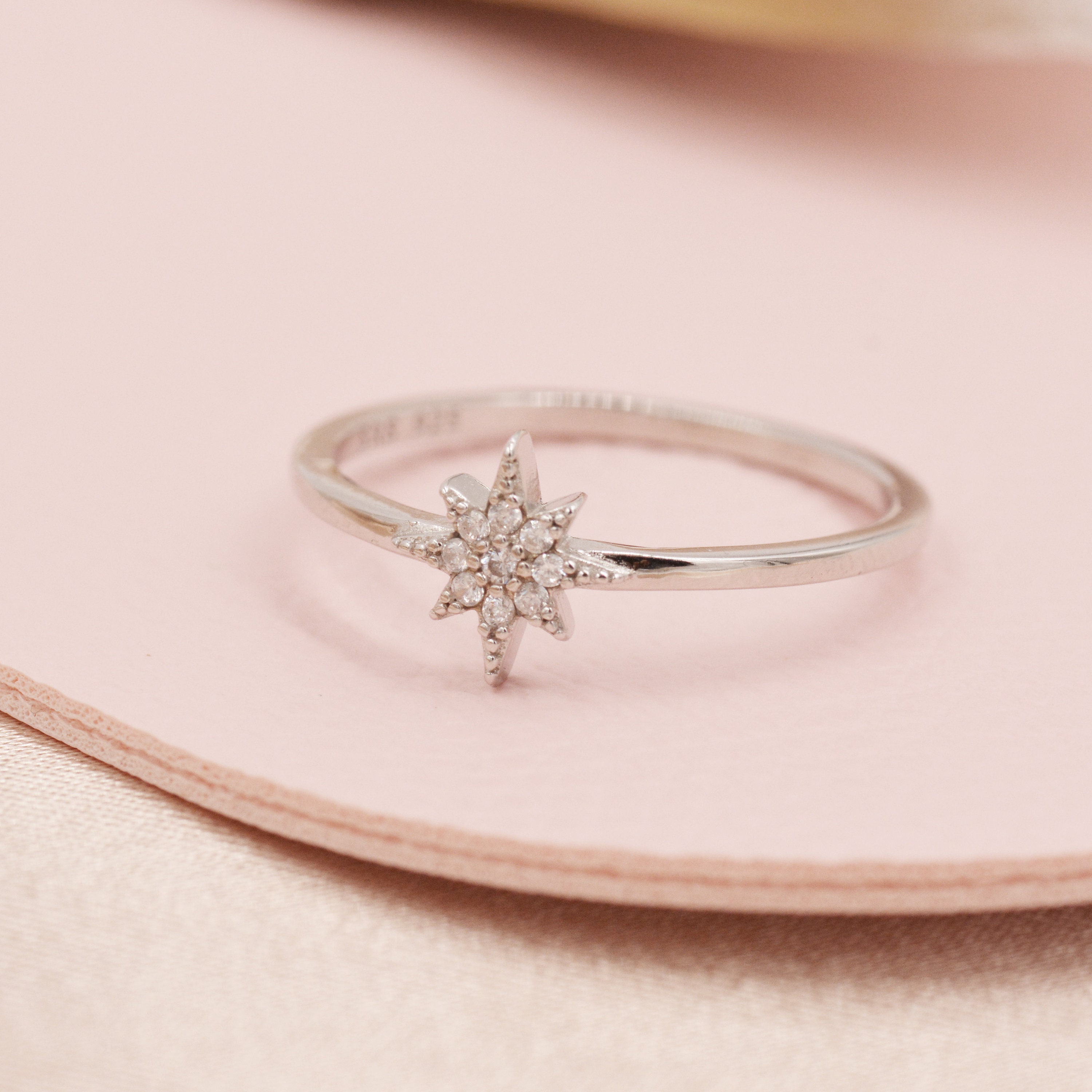 Sterling Silver Starburst Ring Dainty Star Ring Stacking | Etsy UK