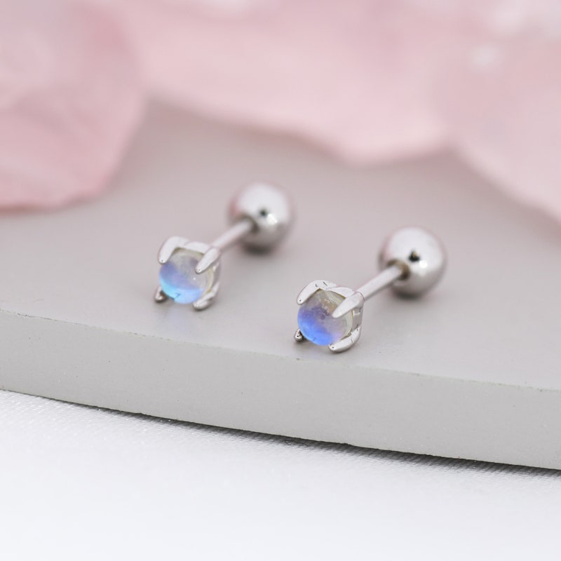 Moonstone Screw on Earrings - Etsy UK