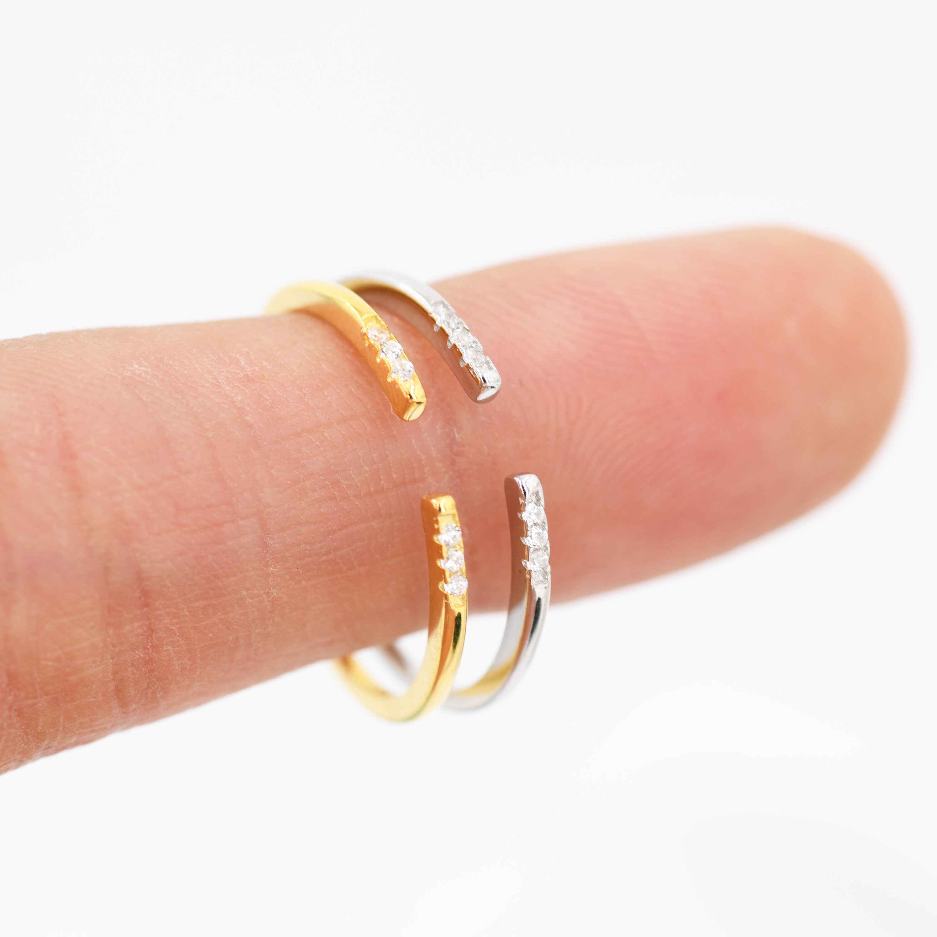 CZ Open Ring in Sterling Silver Silver or Gold Adjustable - Etsy UK