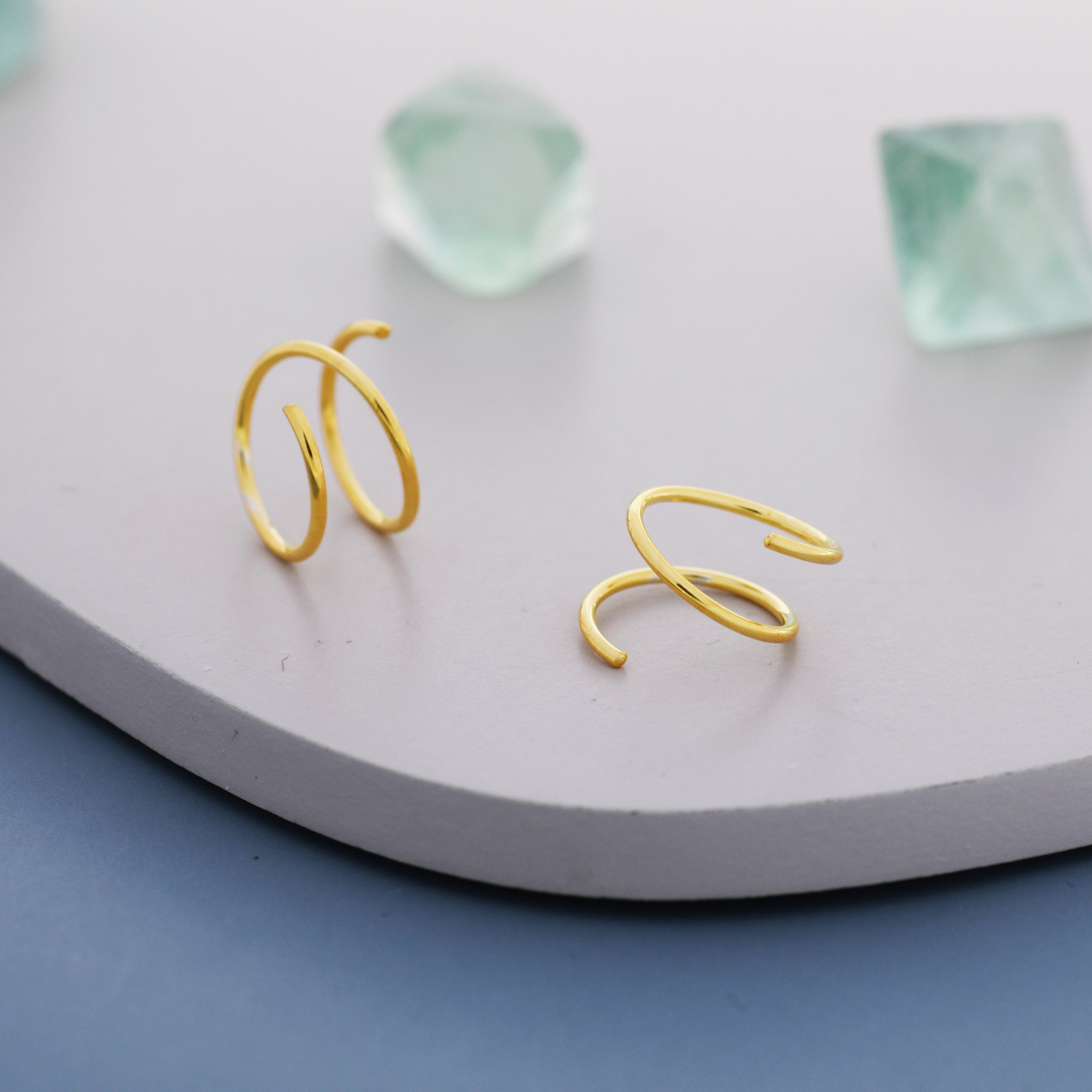 Minimalist Spiral Hoop Earrings in Sterling Silver, Single Piercing ...