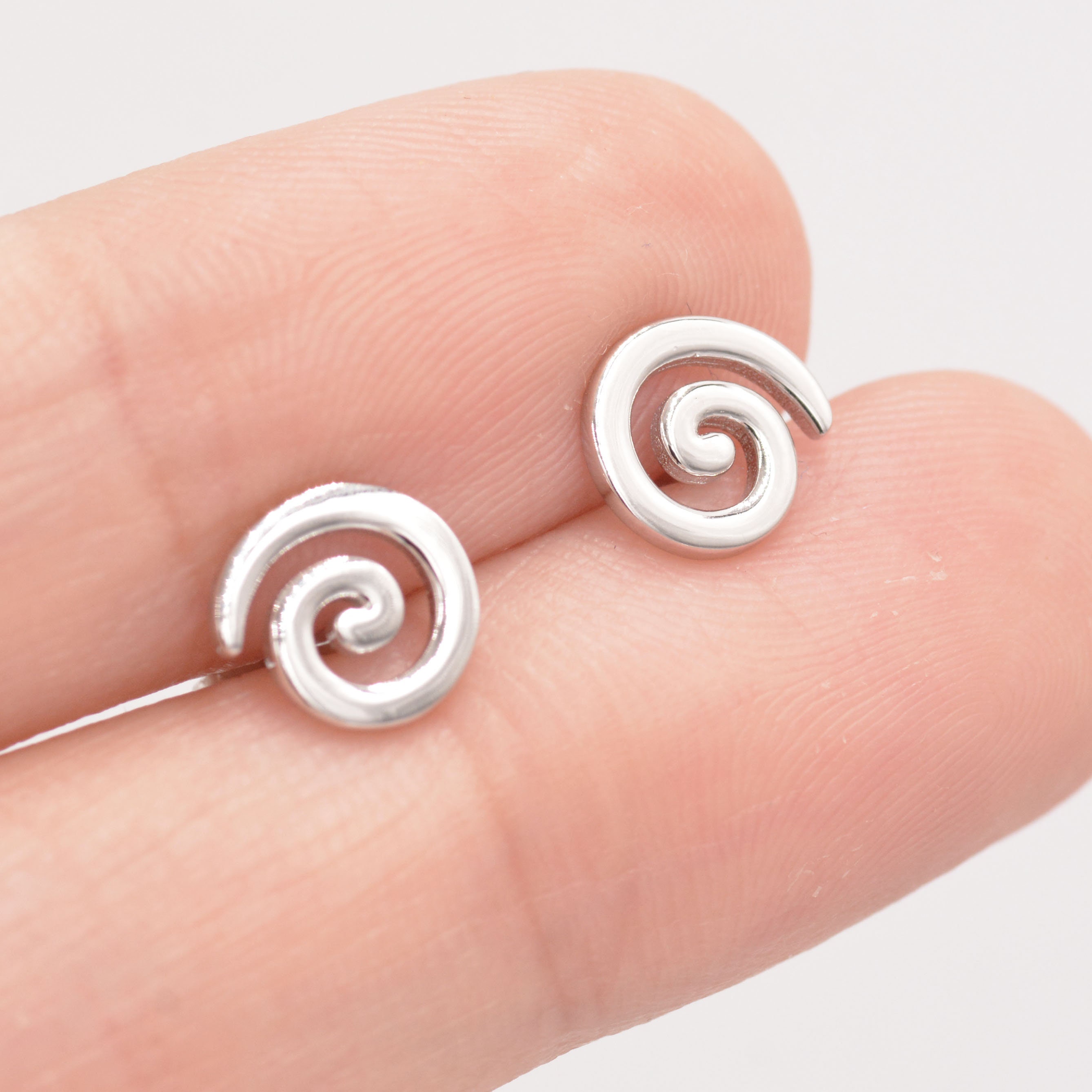 Koru Circle Spiral Stud Earrings in Sterling Silver Infinity | Etsy