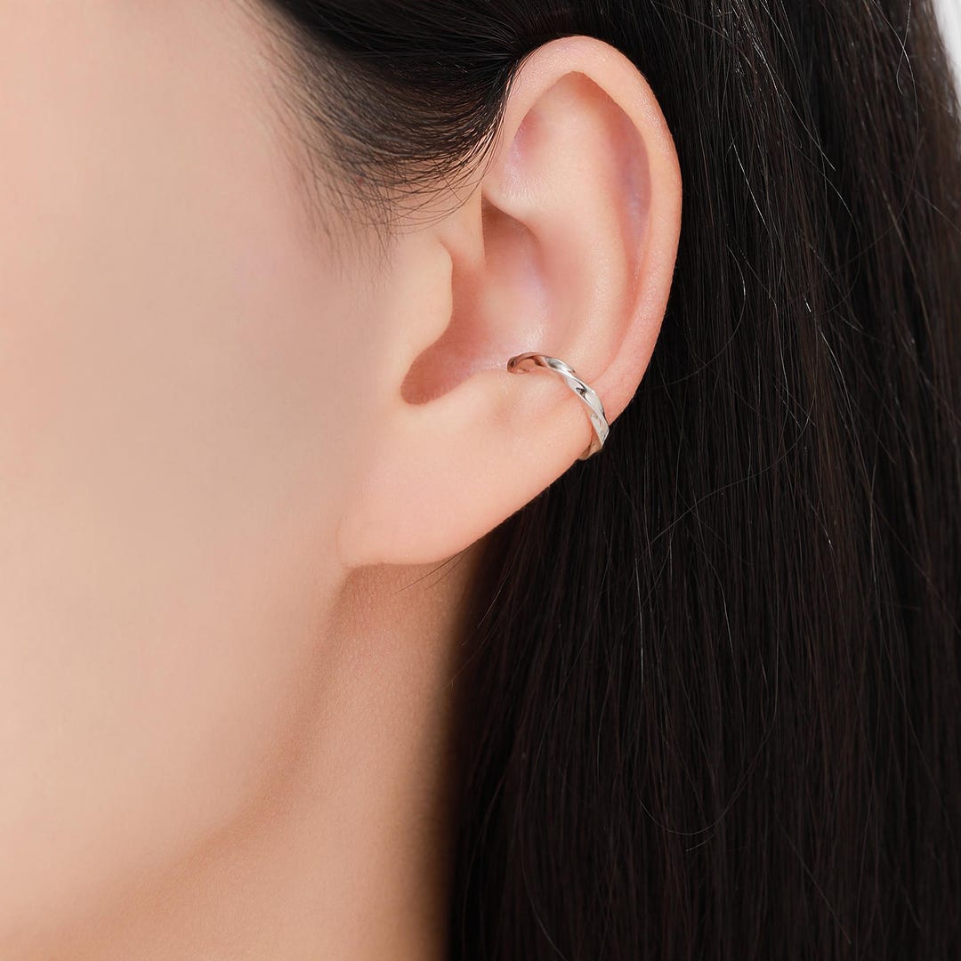 Minimalist Twist Sterling Silver Ear Cuff, Wave Ear Cuff, Simple and ...