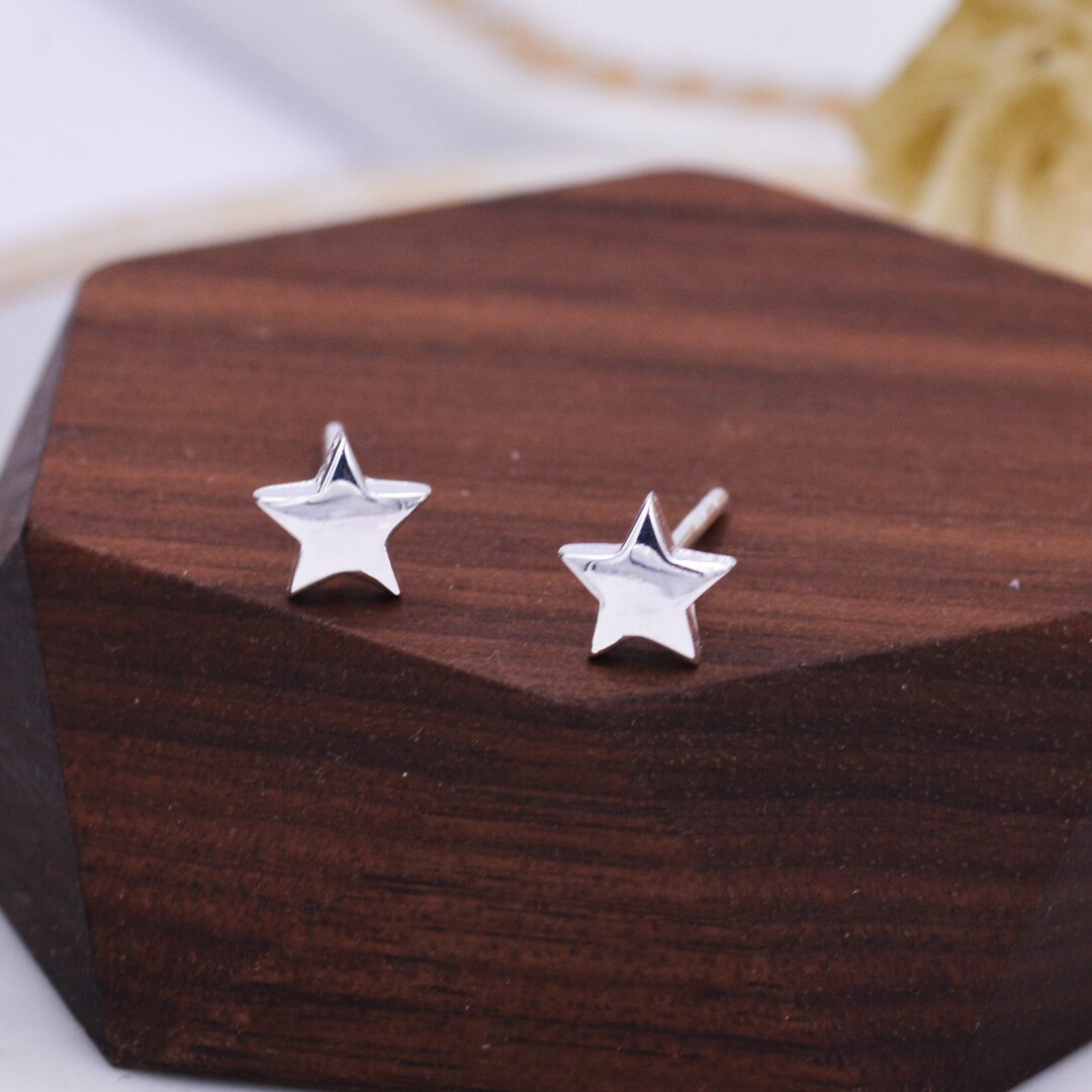 Sterling Silver Very Tiny Little Star Stud Earrings, Barely Visible ...