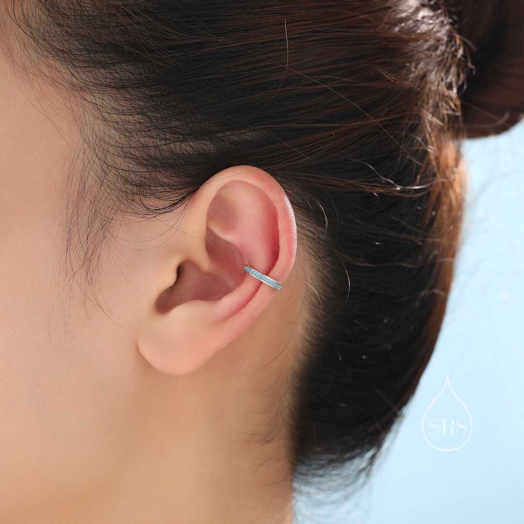 Turquoise Blue Ear Cuff in Sterling Silver, Silver or Gold, Simple ...
