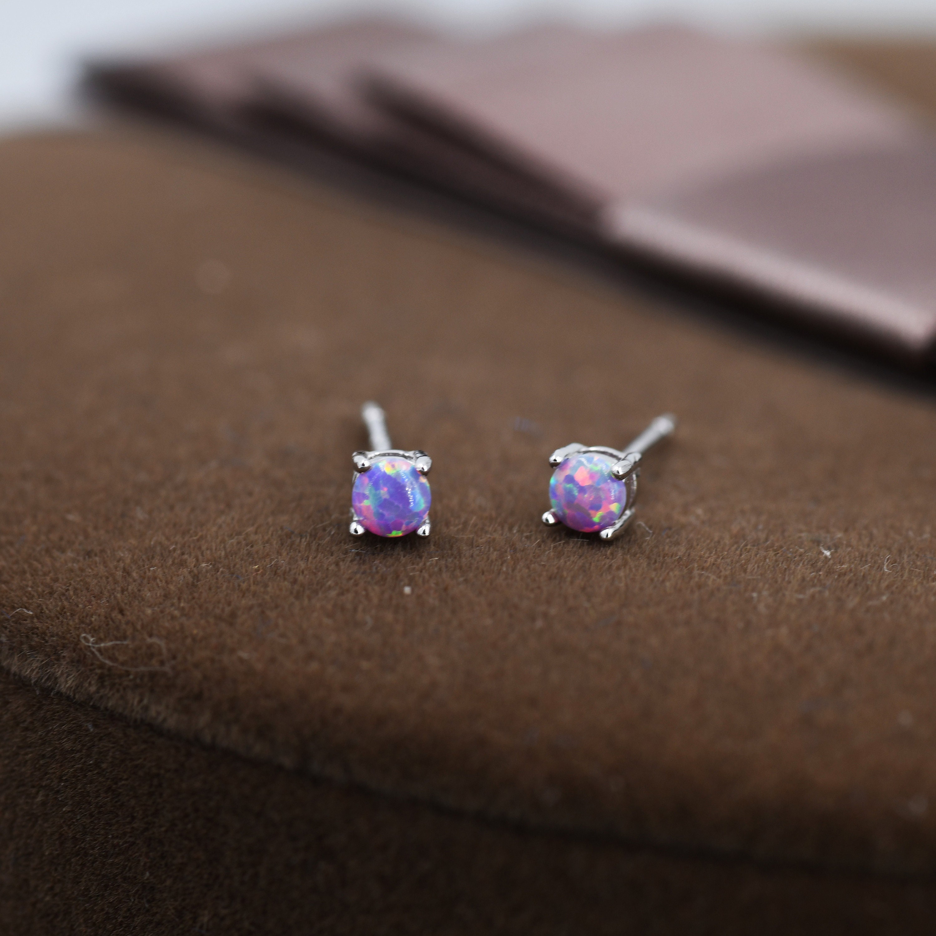 Cosmic Dust Purple Opal Stud Earrings in Sterling Silver 3mm - Etsy