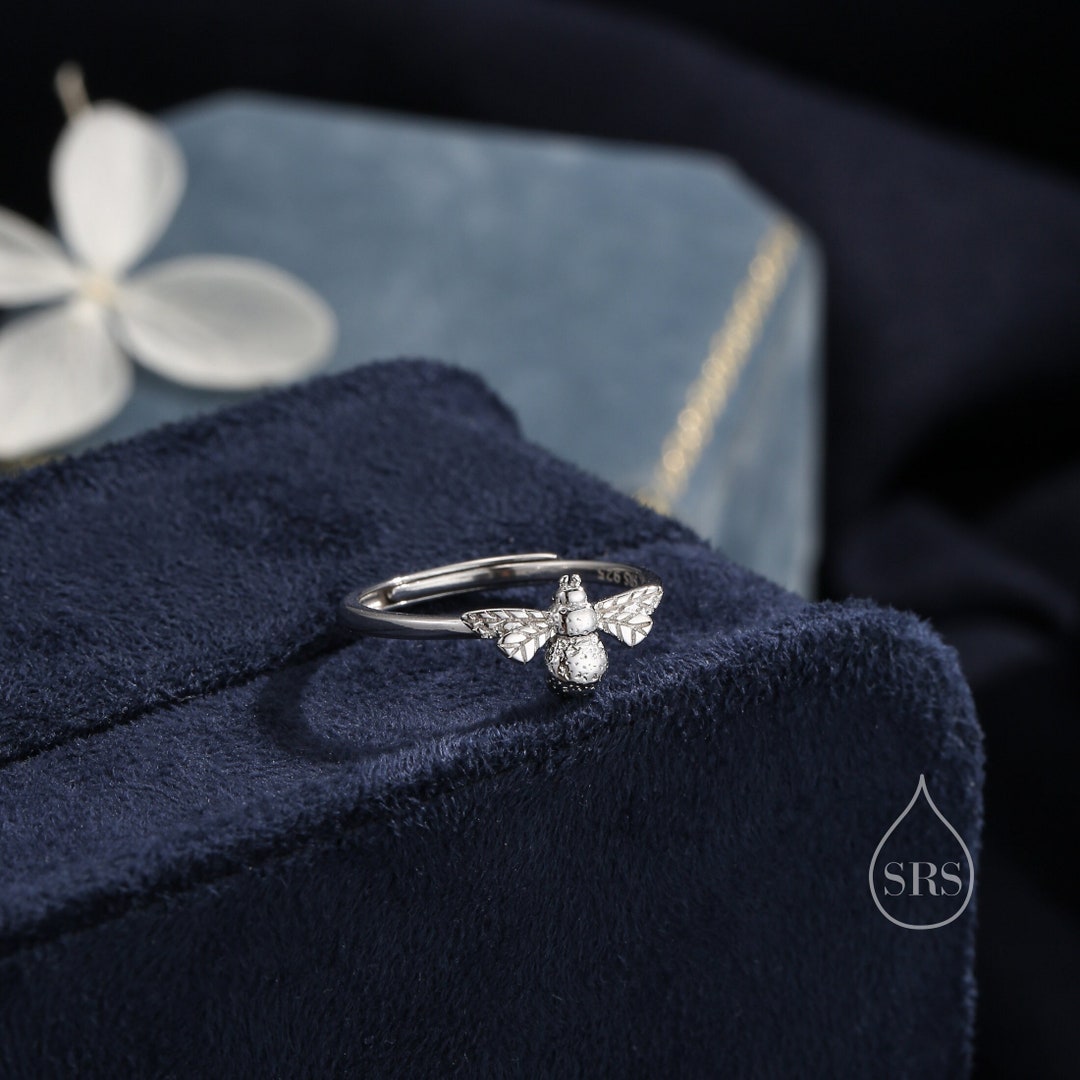 Bumble Bee Ring in Sterling Silver, Adjustable Size, Silver or Gold ...