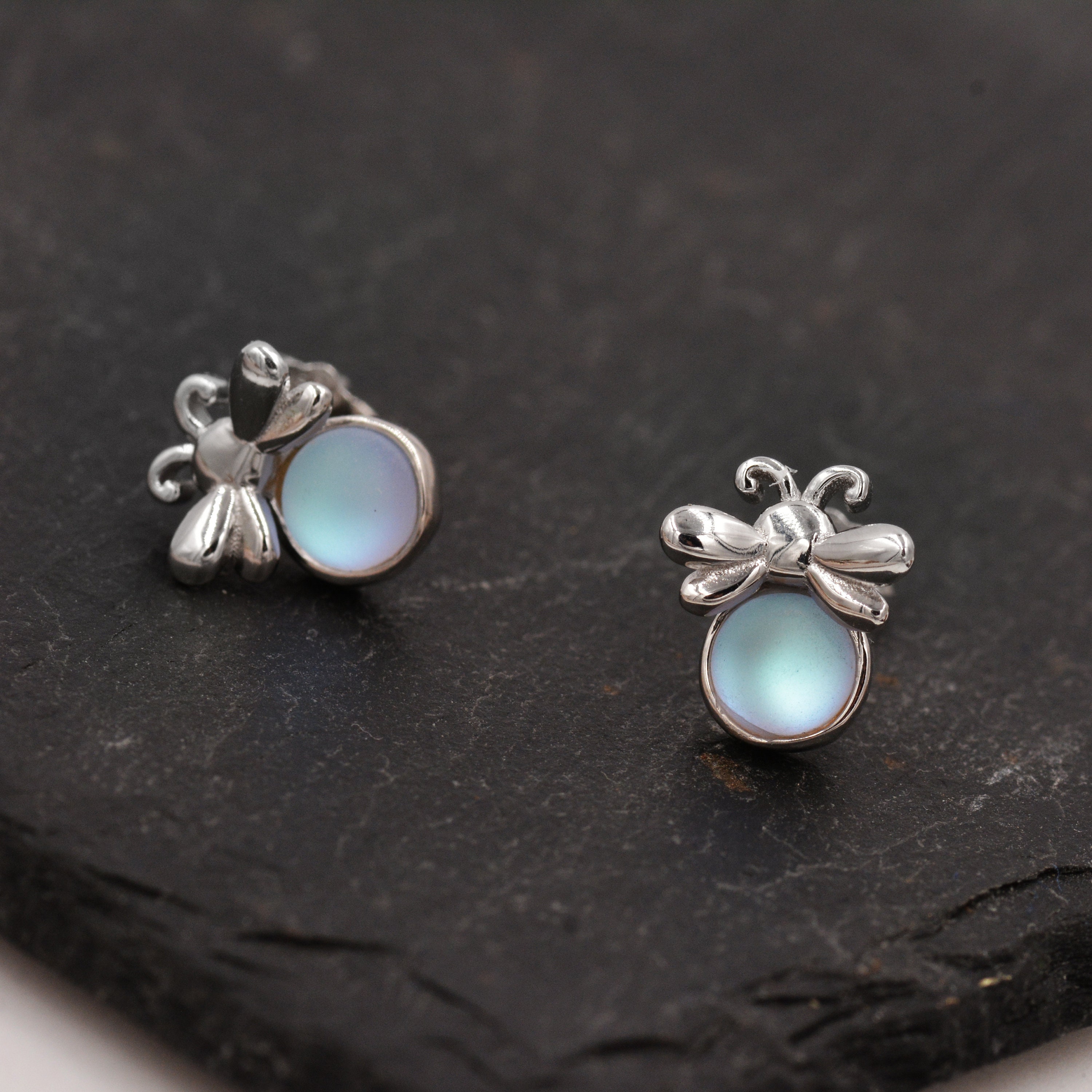 Firefly Stud Earrings in Sterling Silver With Frosted | Etsy