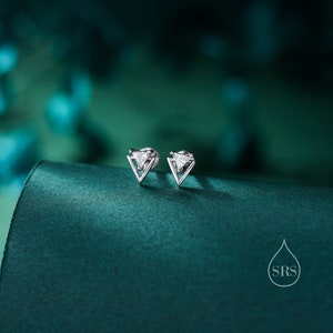 Tiny Double Triangle Arrow Arrowhead Stud Earrings, Rose Gold Over ...