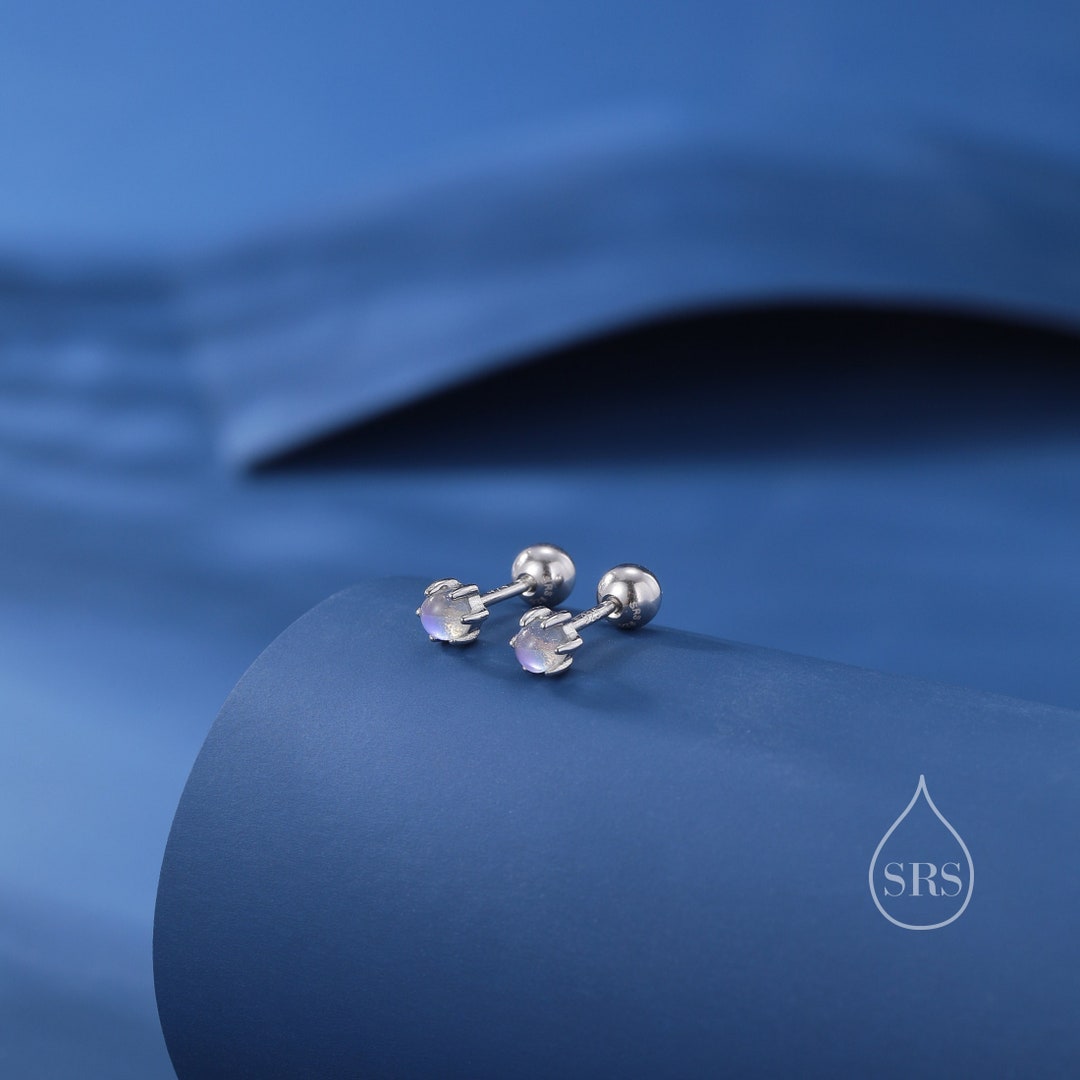 Very Tiny Moonstone Internally Threaded Flat Back/screw Back(barbell ...