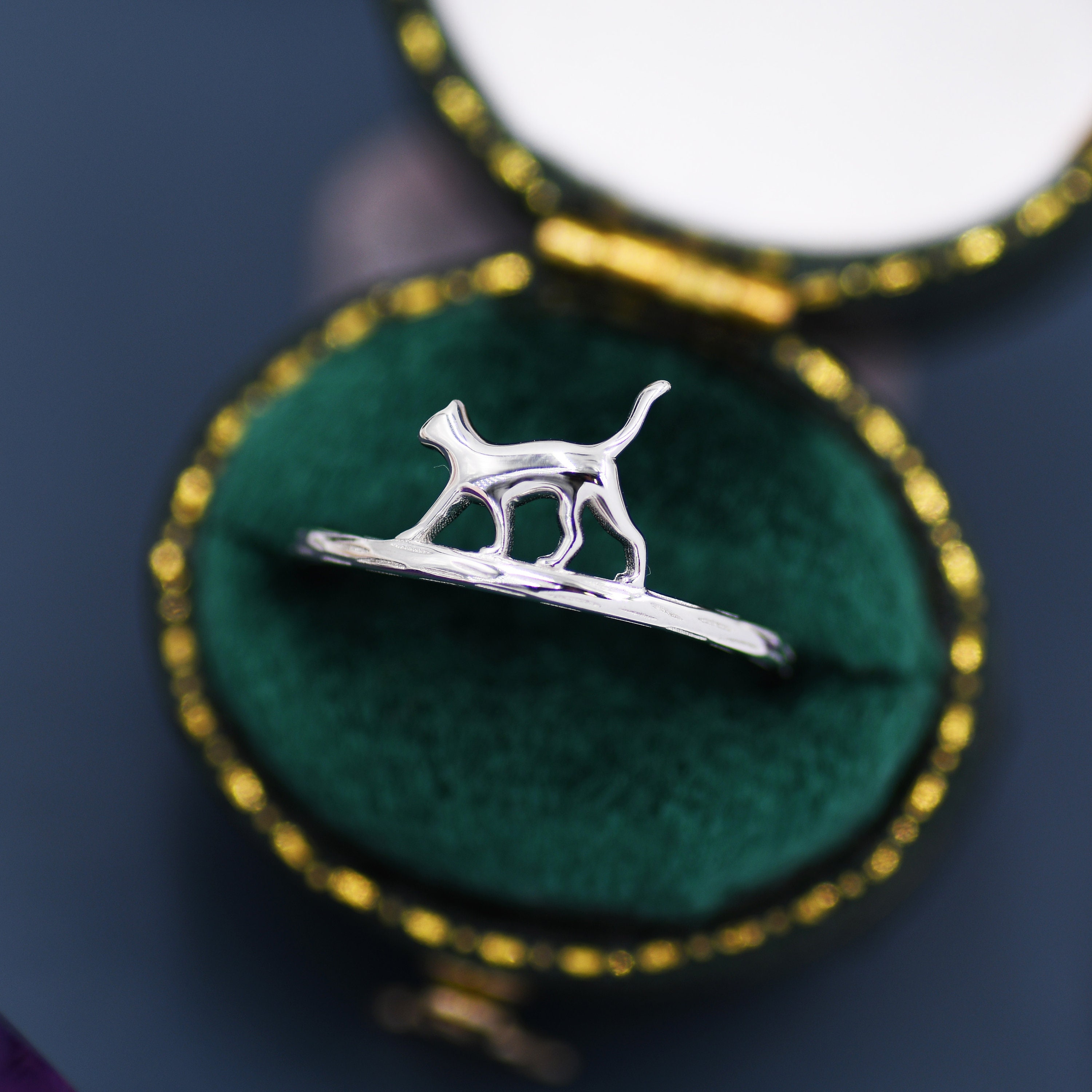 Cute Cat Ring in Sterling Silver Cat Silhouette Ring Kitty | Etsy