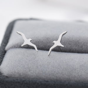 Albatross Bird Stud Earrings in Sterling Silver, Silver or Gold ...
