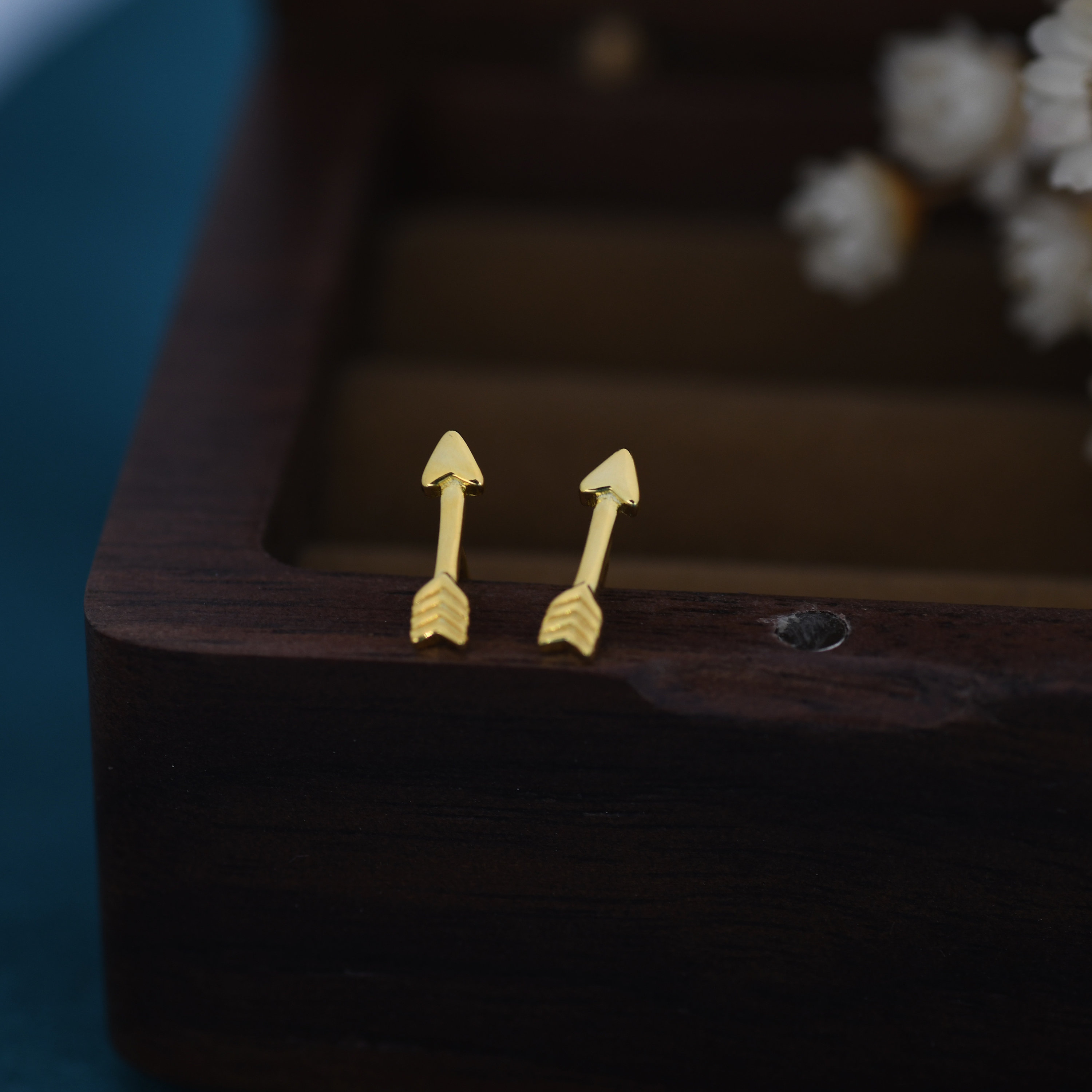 Sterling Silver Tiny Little Arrow Stud Earrings, Silver or Gold, Dainty ...