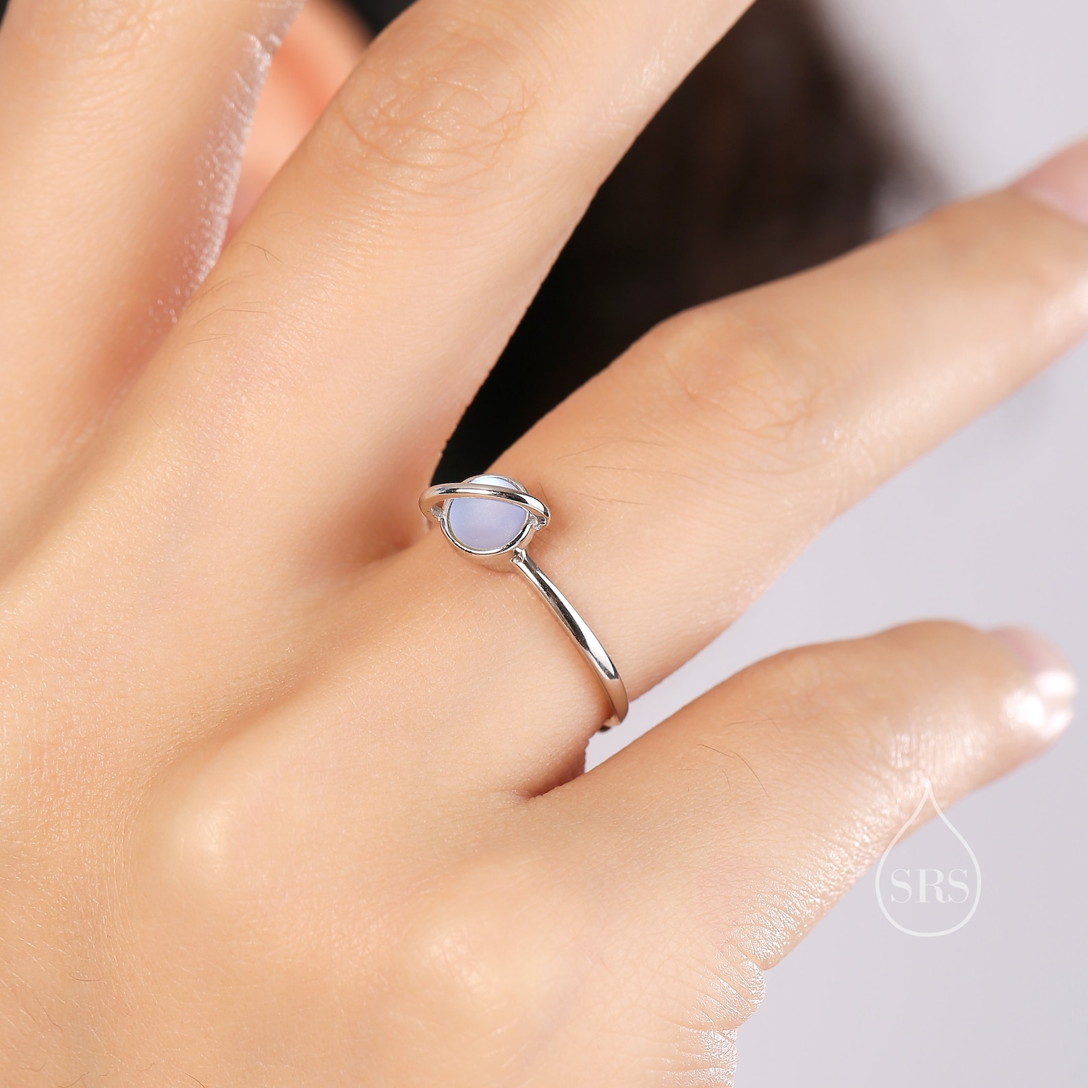 Sterling Silver Rotatable Planet Ring, Fidget Ring, Adjustable Size ...