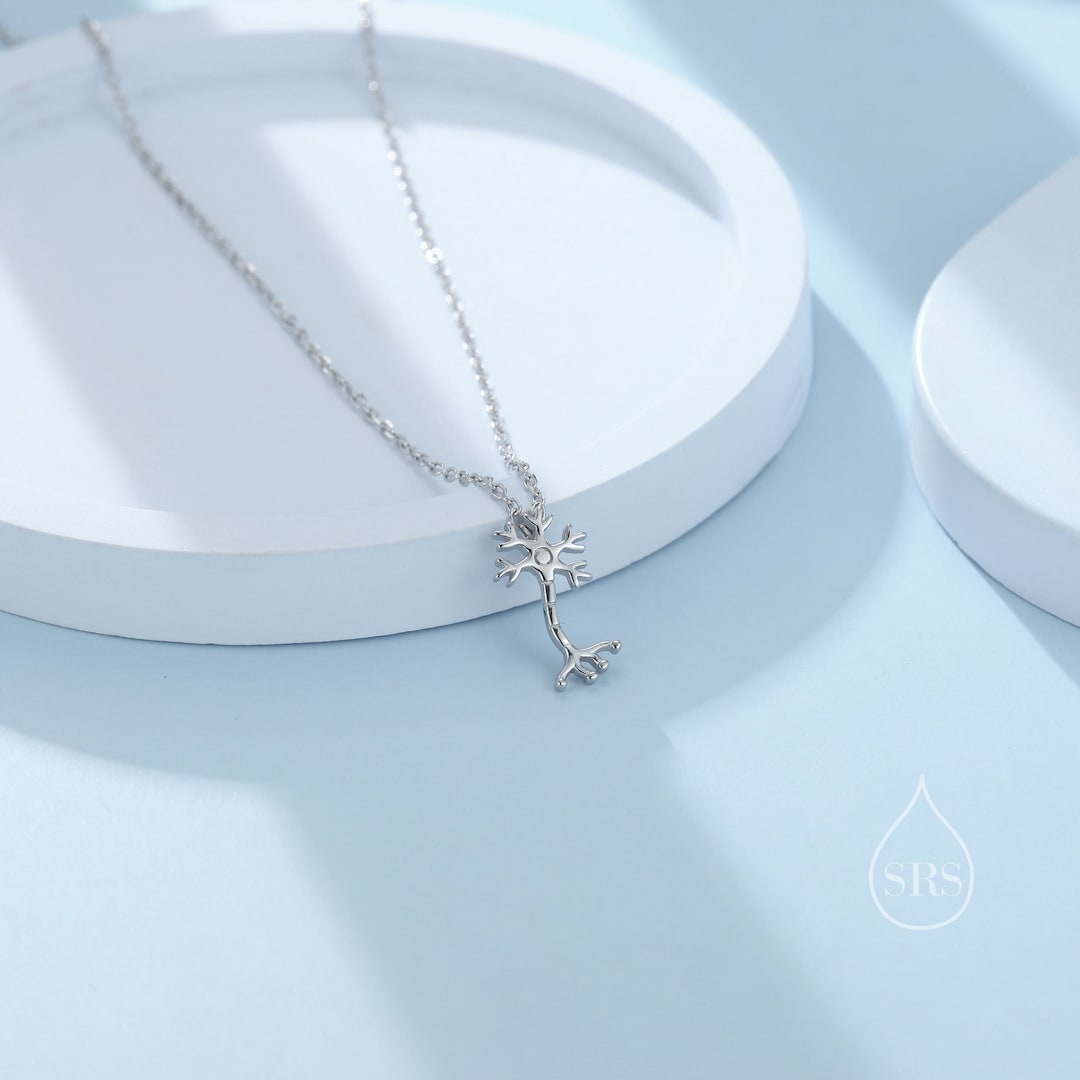 Tiny Neurone Cell Pendant Necklace in Sterling Silver, Tiny Neurone ...