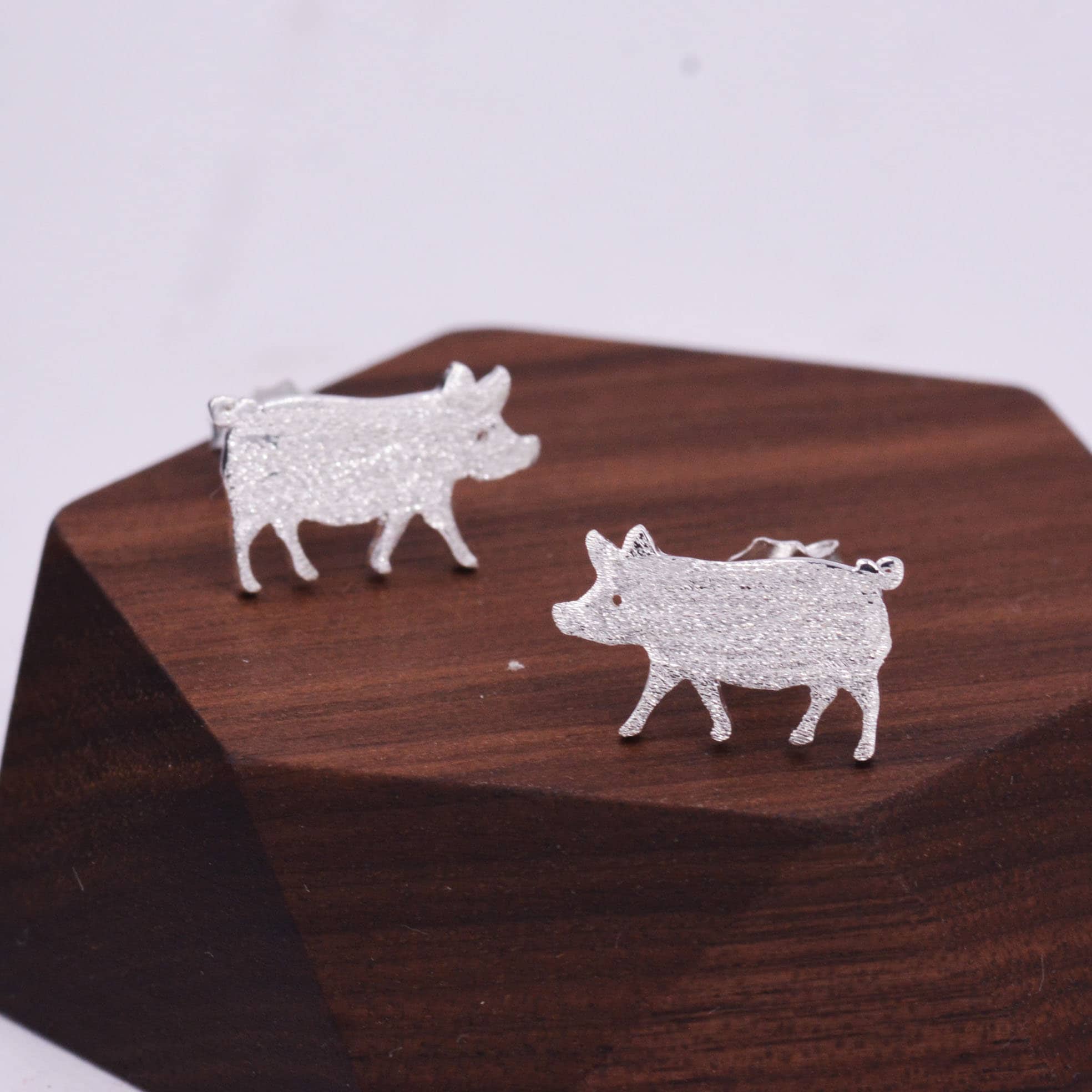 Pig Stud Earrings in Sterling Silver Cute Fun Quirky | Etsy