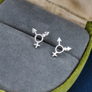 Trans Symbol Stud Earrings in Sterling Silver, Silver Gold or Rose Gold ...