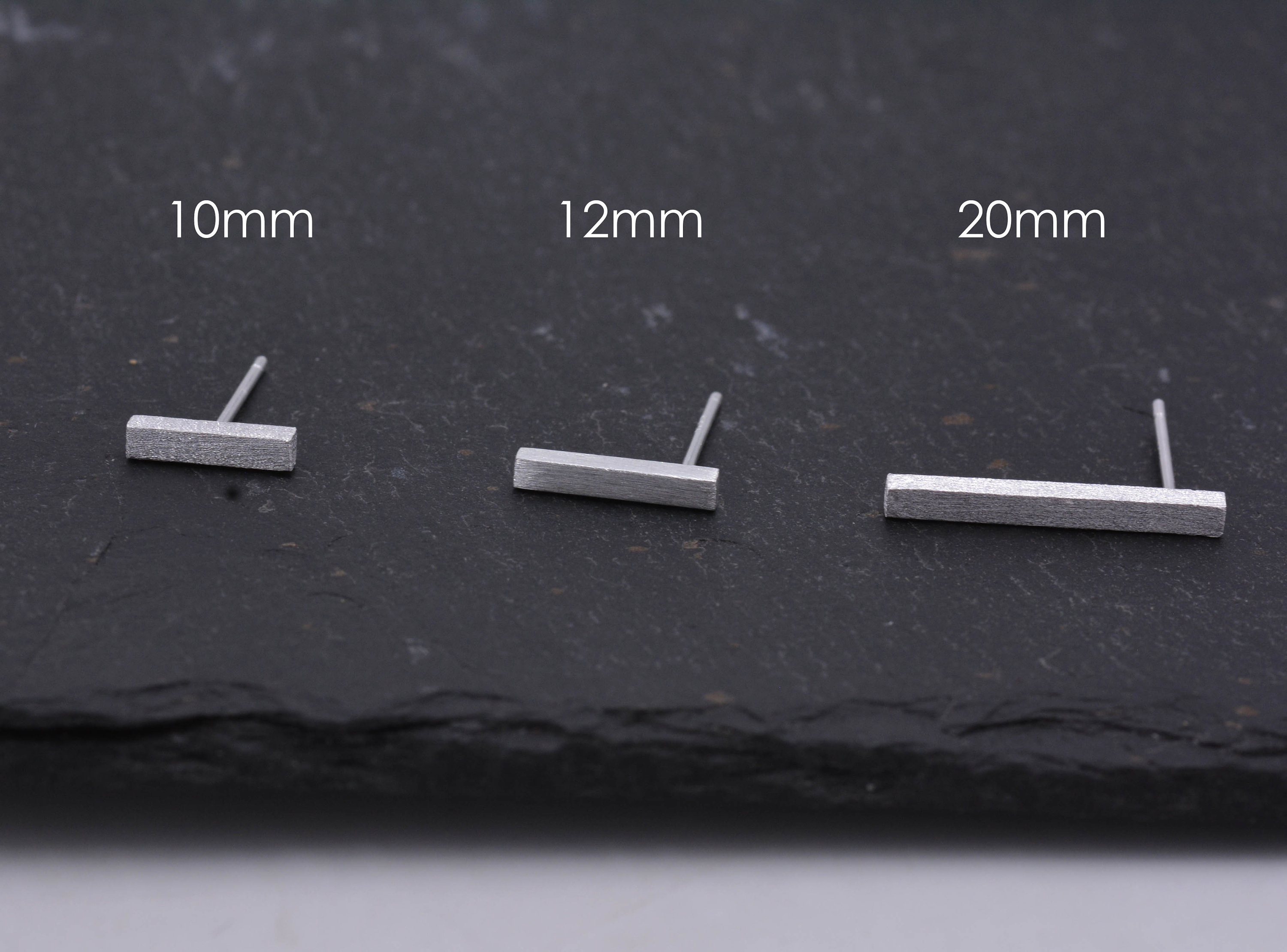 Sterling Silver Bar Stud Earrings With Satin Textured Finish - Etsy