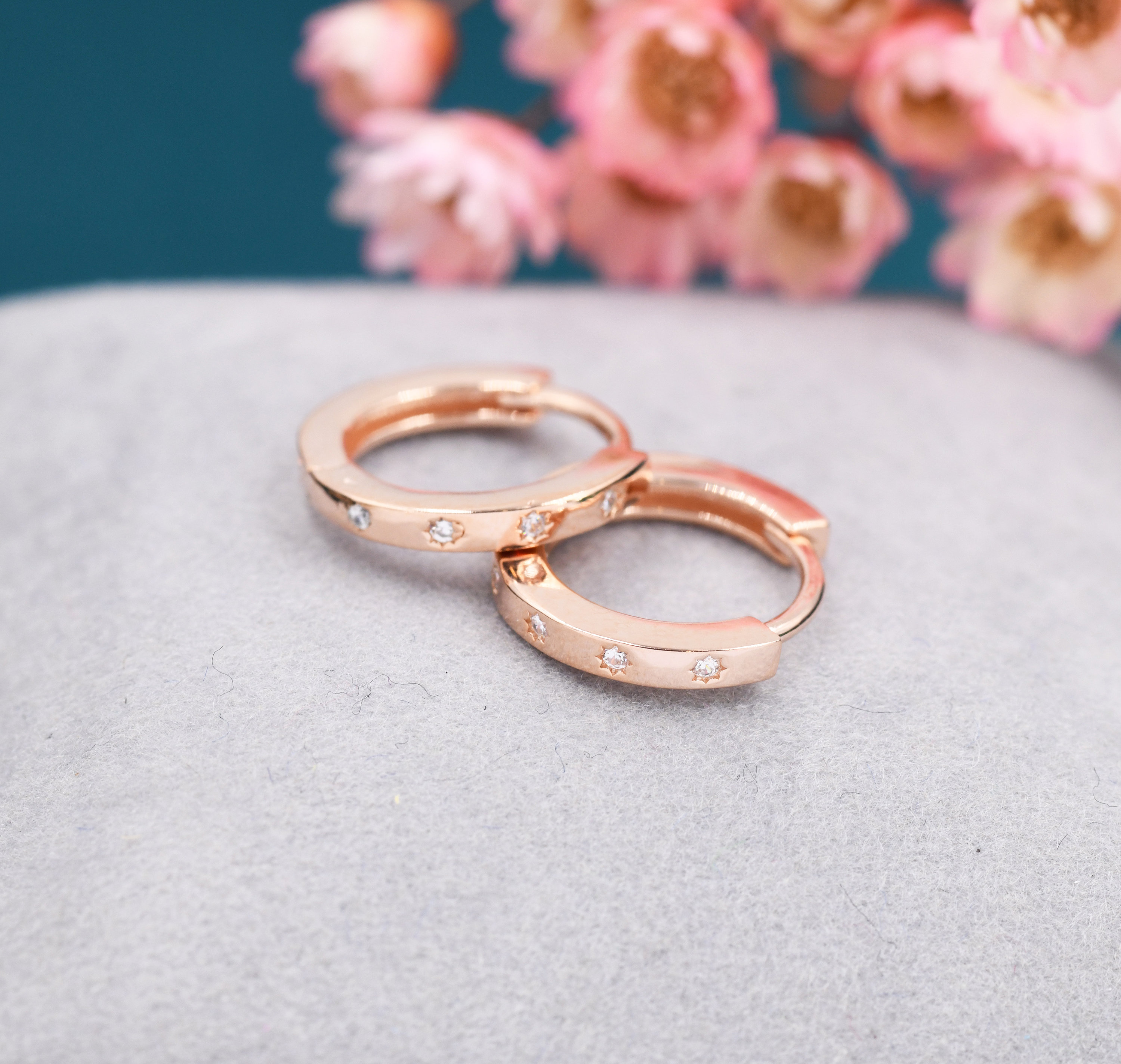 Tiny Starburst Huggie Hoops 8mm CZ Embellished Star Hoop - Etsy UK