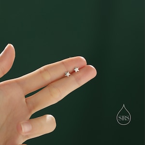 Tiny Star Stud Earrings in Sterling Silver, Dainty, Celestial Stud, Delicate and Pretty - Etsy