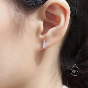 Sterling Silver Tiny Pine Tree Stud Earrings Earrings, Silver or Gold ...