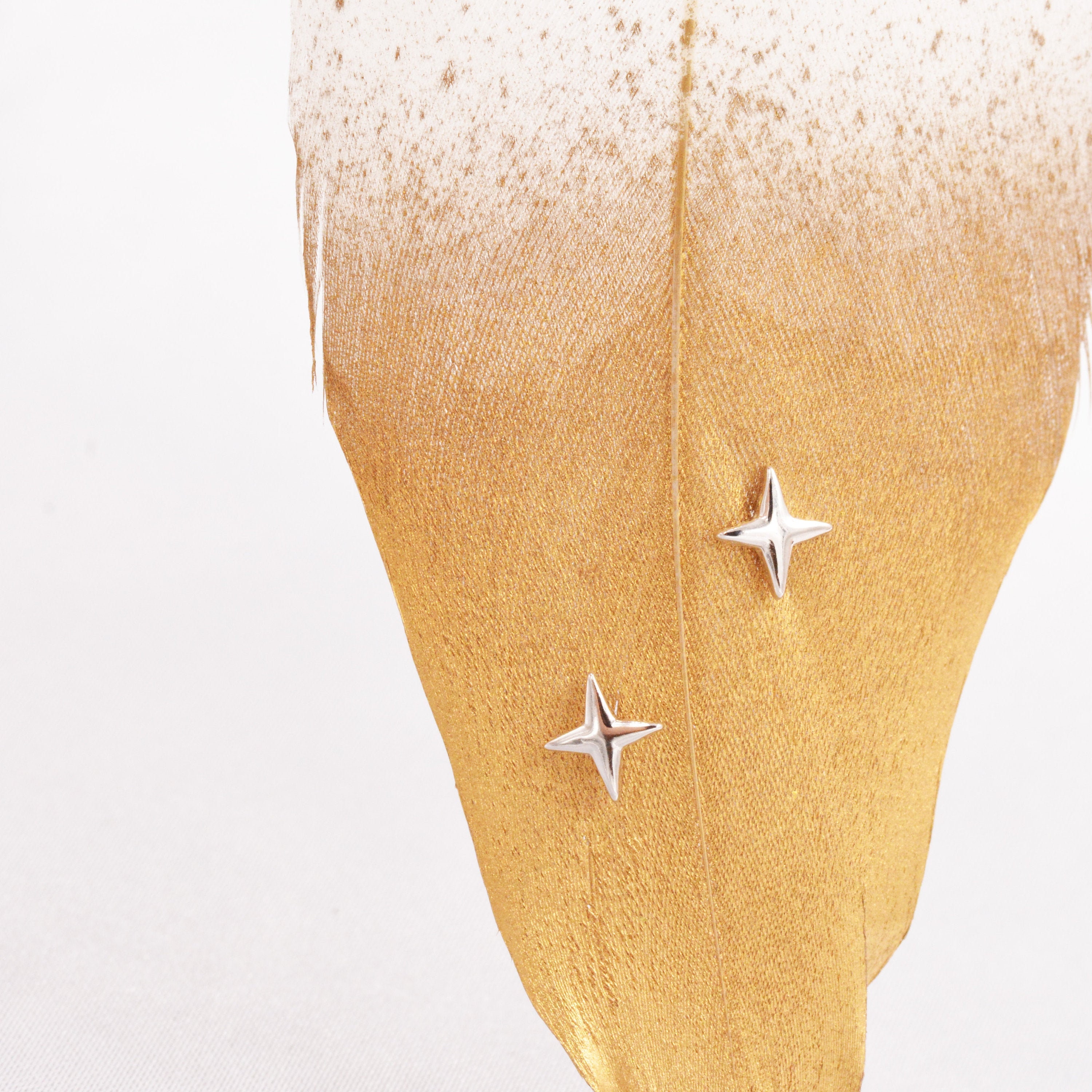 Four Point Star Stud Earrings in Sterling Silver Tiny - Etsy UK