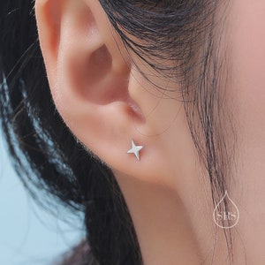 Four Point Star Internally Threaded Flat Back/screw Back/stud Earrings ...