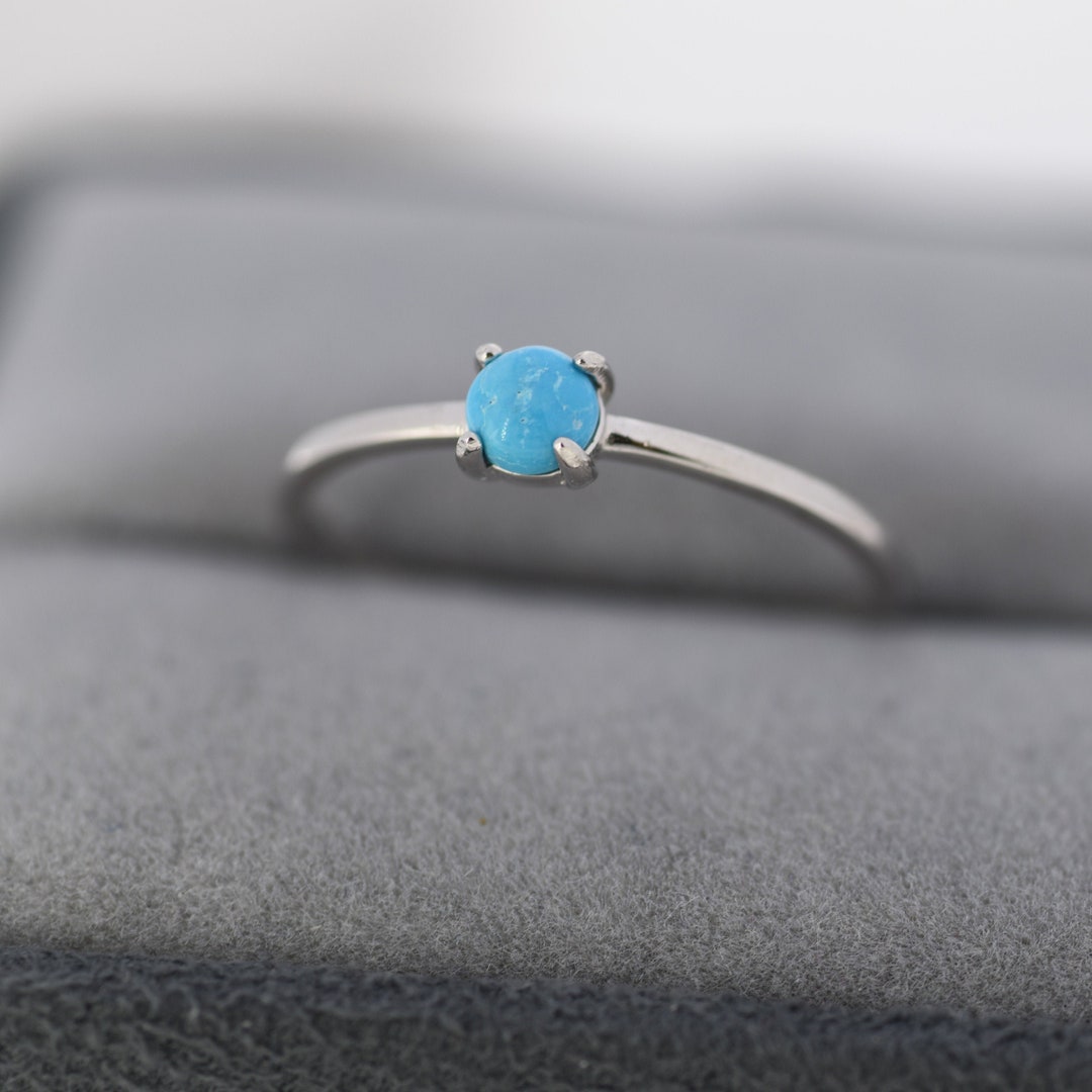 Genuine Turquoise Stone Ring in Sterling Silver, US 5 - 8, Natural Blue ...